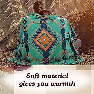 2 Pcs Aztec Blankets Aztec Throw Blankets Southwestern Navajo Tribal Warm Blanket Native American Decor for Camping Travel Gift Bedroom Living Rooms Couch Bed Chair Decor, 39 x 47 Inch