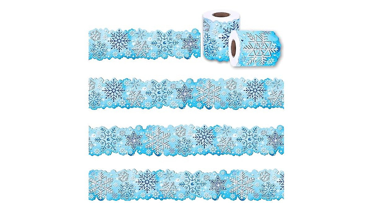 Blue Snowflakes Bulletin Board Borders - 67.9ft Winter Decor