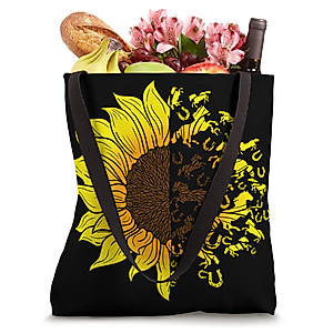 Sunflower Half Petals Horse Horseshoes Flower Equestrian Tote Bag