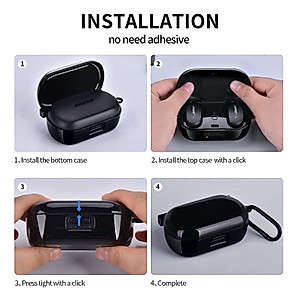 Bose QuietComfort Earbuds Case Cover, Filoto Hard Protective Case for Bose QuietComfort Noise Cancelling Earbuds with Carabiner Keychain Accessories for Men Women (Black)