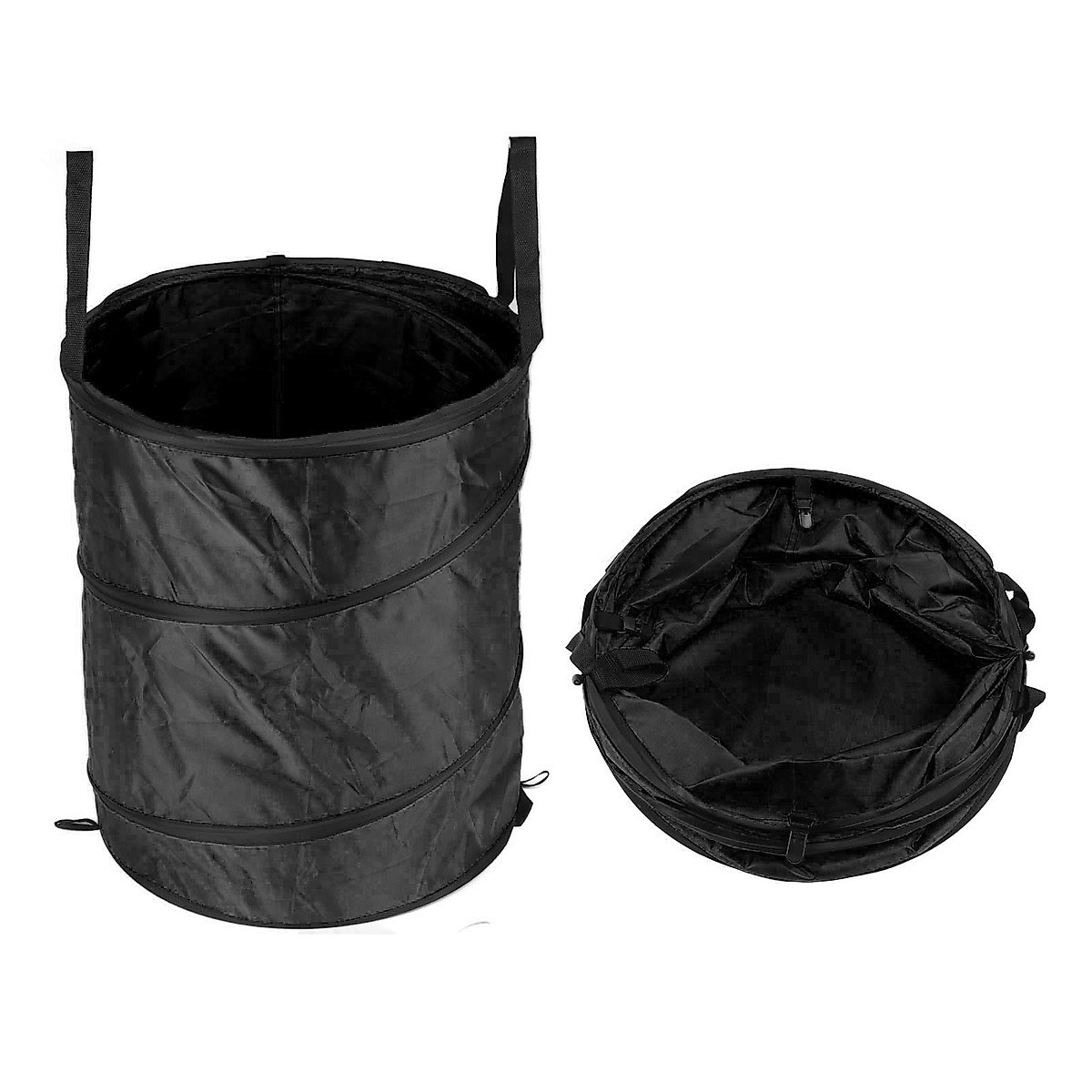 Trash Can, 24 Gallon Reusable Outdoor Portable Up Trash Can Camping Trash Can, Locking Design Foldable Waterproof Garbage Can for Parties Camping Recycling (Black)