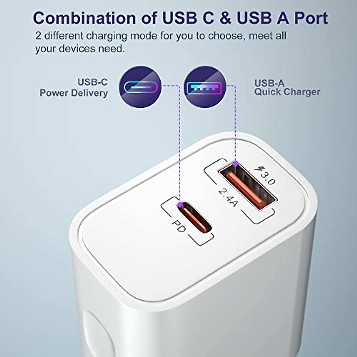 USB C Wall Charger Block, Costyle 4 Pack Dual Port PD 20W USB C Power Adapter Fast Charge Type C Wall Charger Plug for iPhone 14 13 12 11 Pro Max SE XR XS Pad 8 7 Plus, Pixel 7 Pro 6A, Samsung Galaxy