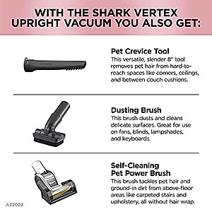 Shark AZ2002 Vertex Powered Lift-Away Upright Vacuum with DuoClean PowerFins, Self-Cleaning Brushroll, Large Dust Cup, Pet Crevice Tool, Dusting Brush & Power Brush, Silver/Rose Gold