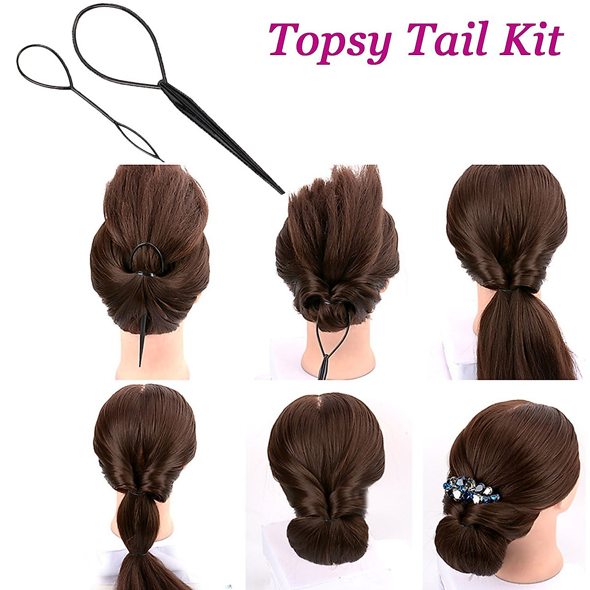 CCbeauty Hair Styling Accessories Ponytail Hair Twist Tool Magic French Braid Tool/Bump Up Volume Hair Inserts/Topsy Tail Kit/Bun Maker/Hair Comb for Women Girls