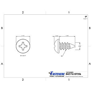 #2 x 3/16" Pan Head Sheet Metal Screws, Stainless Steel 18-8, Full Thread, Bright Finish, Self-Tapping, Quantity 50 by Fastenere