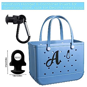 Bag Charms for Bogg Bag Accessories Decorative + 1pcs Bogg Bag Insert Carabiner Keys Holder Set，Alphabet Letters and Rubber Tassel Hanger Holder Hook for Beach,Tote Bag (M, Letter A)