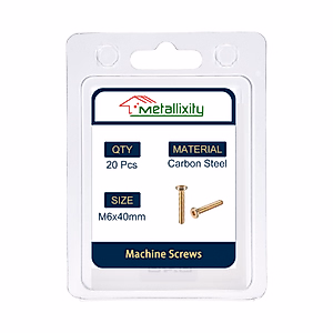 METALLIXITY Hex Socket Head Machine Screws, (M6x40mm) 20Pcs, Carbon Steel Screws - for Machinery, Furniture, DIY