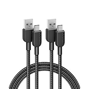 Anker USB to USB C Cable, USB A to Type C Charger Cord (2 Pack, 6FT), for Samsung Galaxy Note 10/S10+ S10, LG V30 (USB 2.0, Black)