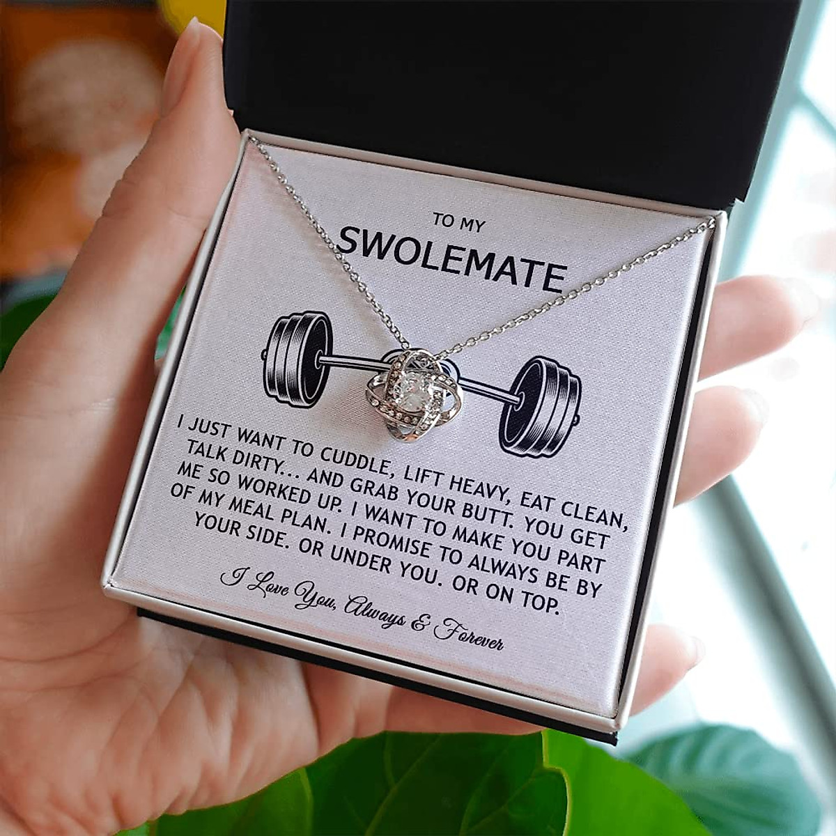 GLAVICY To My Swolemate Love Knot Necklace S925 Stainless Silver, I Love You Always & Forever Jewelry For Best Friend Message Card Meaning and Box, Greeting Cards Gift Swolemate #1