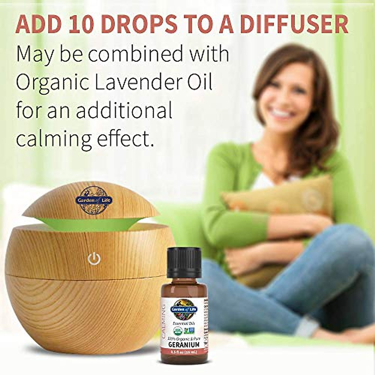 Garden of Life Essential Oil, Geranium 0.5 fl oz (15 mL), 100% USDA Organic & Pure, Clean,Undiluted for Diffuser,Aromatherapy,Meditation - Balance,Relaxation, Calming, Floral,Aromatic (103255)