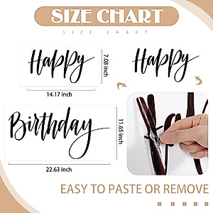 Sinload Happy Birthday Party Decal Sign for Backdrop Letters Peel and Stick Happy Birthday Gender Reveal Sticker for Balloon Arch Decorations Party Sign Wall Decor(Black)