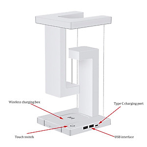 2024 New LED Desk lamp with Wireless Charger, Suspension Style Sensor Cabinet Lamp, Anti-Gravity Small Night Lamp, Wireless USB Charging Bedroom Sleep Light Reading Light Table Lamp1