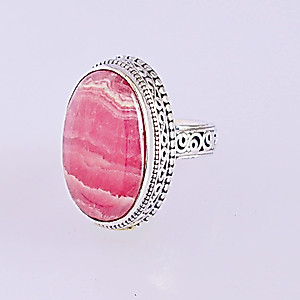Ravishing Impressions Rhodochrosite Gemstone 925 Sterling Silver Ring Marvelous Handmade Jewellery Gift For Her
