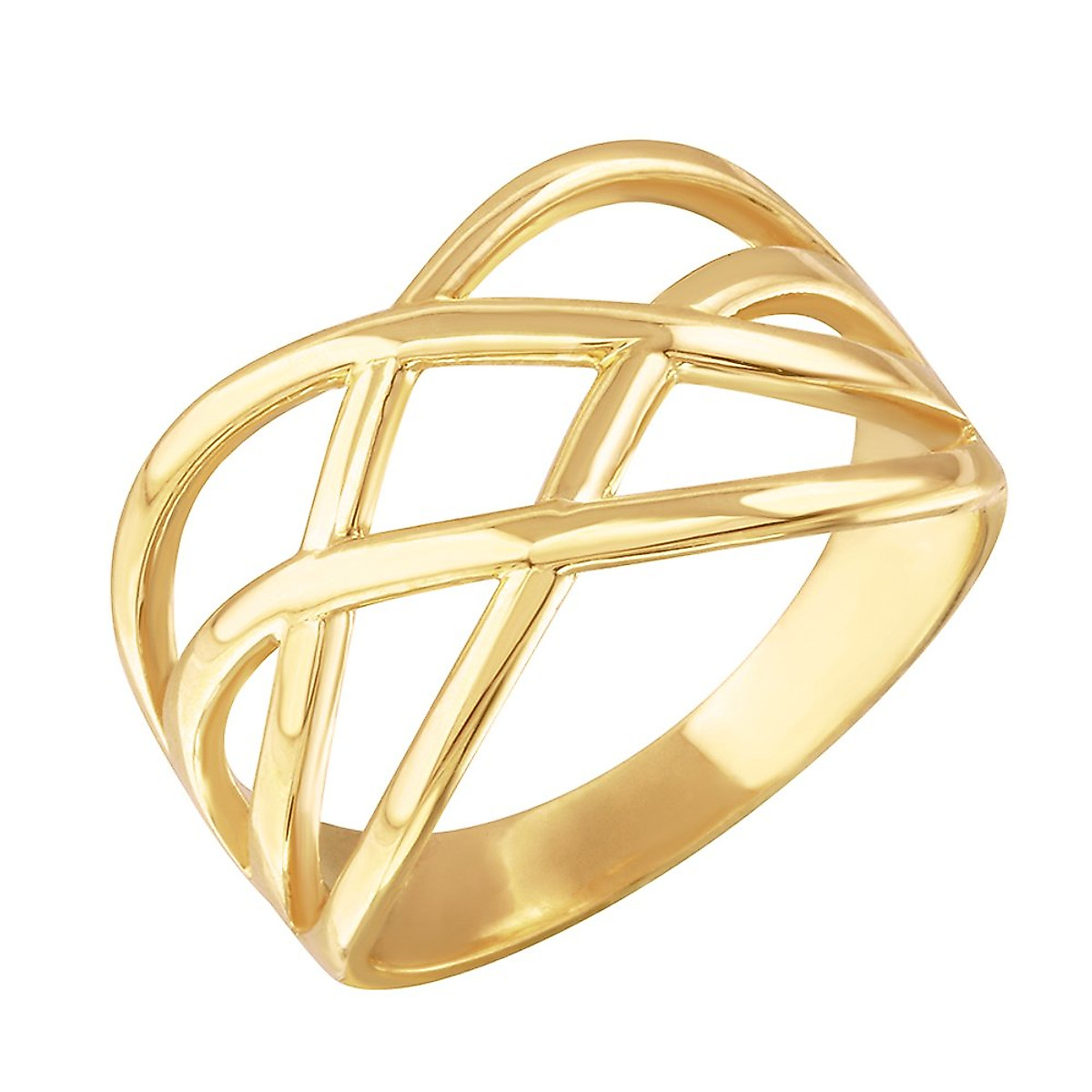 Fine 10k Yellow Gold Celtic Knot Wide Band Ring for Women (Size 11.75)