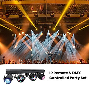 MUSYSIC LED RGB Dj Light with Stand, 4 Par Powerhouse GigBar for Parties, Concerts, and Light Shows, Lighting Package w/Stage Light Stand - MU-L31F