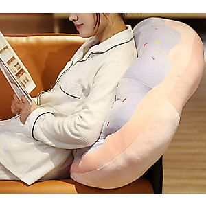 ChezMax Round Donut Pillow Print Decorative Comfortable Soft Plush Funny Food Shaped Pad Seat Back Stuffed Cushion Adult and Kids for Couch Chair Floor Sofa Sea Salt