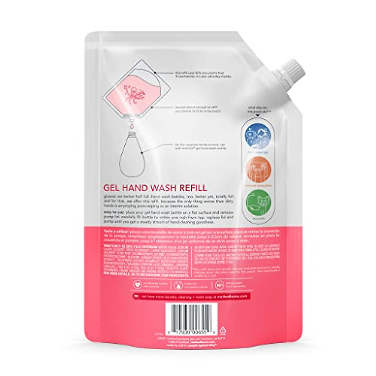 Method Gel Hand Soap Refill, Pink Grapefruit, Biodegradable Formula, 34 fl oz (Pack of 6)