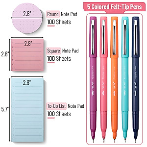 Mr. Pen Sticky Note Gift Box - 305 Pcs, Pastel Colors - Round, Square & Mini List Sticky Notes