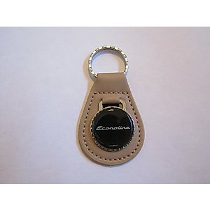 1961-1979 ECONOLINE VINTAGE SCRIPT EMBLEM LOGO LEATHER KEYCHAIN - BEIGE