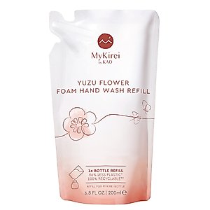 MyKirei By Kao Japanese Yuzu Flower Foam Hand Wash Refill, Sustainable Bottle, Citrus, 6.8 oz