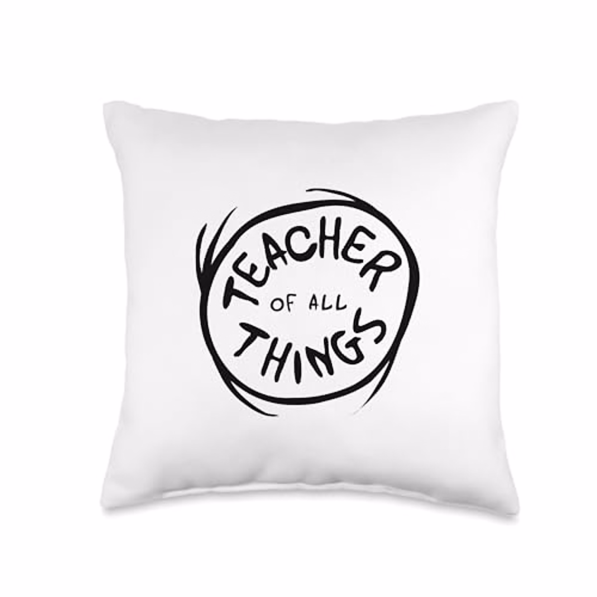 Dr. Seuss Teacher of All Things Emblem RED Throw Pillow, 16x16, Multicolor