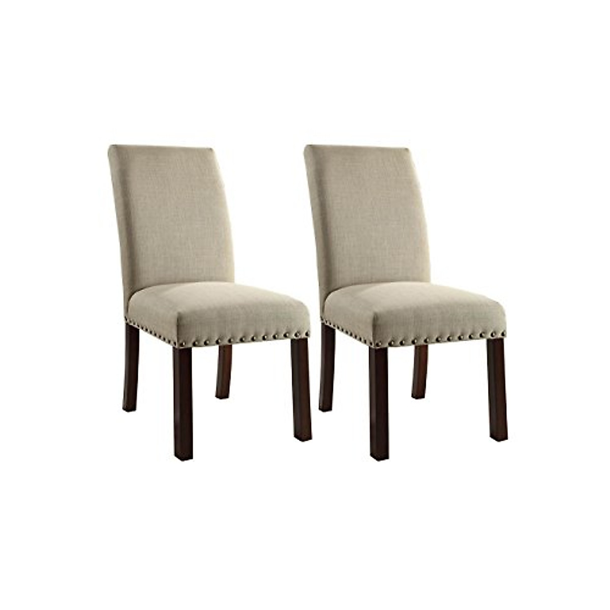 Homepop Home Decor | Classic Upholstered Parsons Dining Chairs | Set of 2 Accent Dining Chairs with Nailhead Trim, Natural Linen
