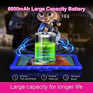 BYYBUO Kids Tablet, 10.1 inch Android 13 Tablet for Kids, 2GB RAM 32GB ROM 6000mAh Battery, Toddler Tablets with Bluetooth, WiFi, Parental Control, Dual Camera, Shockproof Case