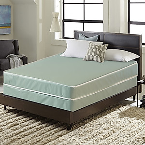 Treaton 8-Inch Firm Double Sided Tight top Waterproof Vinyl Innerspring Mattress & 8" Wood Box Spring Set, Full