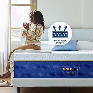 Molblly King Size Mattress, 12 Inch Cooling-Gel Memory Foam Mattress Bed in a Box,Cool King Bed Supportive & Pressure Relief with Breathable Soft Fabric Cover,Premium