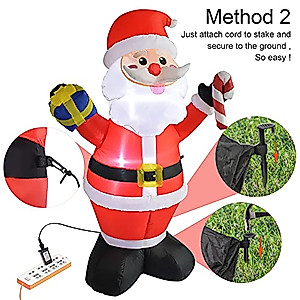 MRTREUP 5 ft Christmas Inflatables Santa Claus with LED Lights for Holiday Outdoor and Indoor Yard Decoration, Christmas Inflatable Outdoor Smiley Santa Claus Holding Gift Box and Candy Cane