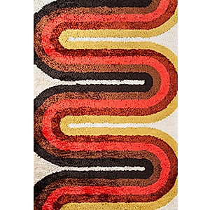Novogratz by Momeni Novogratz Retro Collection Retro Wave Shag Area Rug, 5'0" x 7'6", Red