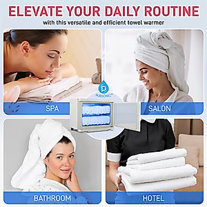 Pursonic Professional Towel Warmer with UV Sterilizer - 8L Premium Towel Warmer 360 Heating with Separate Water Tank - Aluminum Interior for Bathroom, Spa, Salon & Home (White)