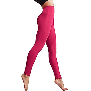 NELEUS 2 Pack Tummy Control High Waist Running Workout Leggings,9017,Red,Rose Red,US L,EU XL