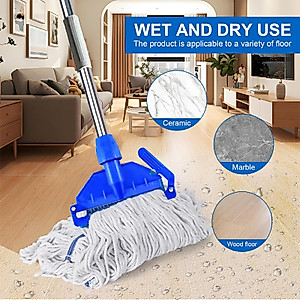 Mop Handle Commercial Heavy Duty - 70 inch Metal Commercial Mop Stick,Side Gate Mop Head Replacement Holder for Floor Cleaning,Clamp Mop Handle Quick Change for Wet Mop (1)