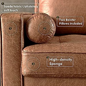 XIZZI Convertible Sectional Sofa Couch L Shaped Sofa 3-Seat Couch with Chaise for Living Room,L Shaped 83 inches Brown Right Chaise