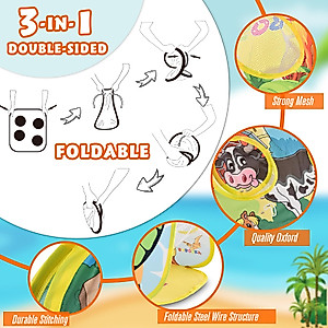 3-in-1 Farm Animals Bean Bags Toss Axes Throwing Sticky Balls Game for Kids 2 3 4 5 Years Old Toddlers Indoor Outdoor Sports Toys Gifts for Boys Birthday Valentines Easter Christmas Stocking Stuffer