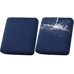LiveGo Patio Sofa Cushion Cover Outdoor Waterproof Cushion Cover Replacement Patio Furniture Cushions Couch Slipcovers Chair Seat Cover Soft Flexibility Protector (2, Navy Blue)