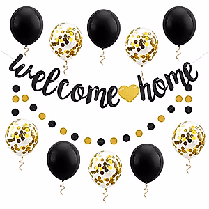 12Pcs Welcome Home Banner Balloon Decoration Kit, Welcome Back Family Party Sign Decor, Military Deployment Homecoming Return Party Supplies