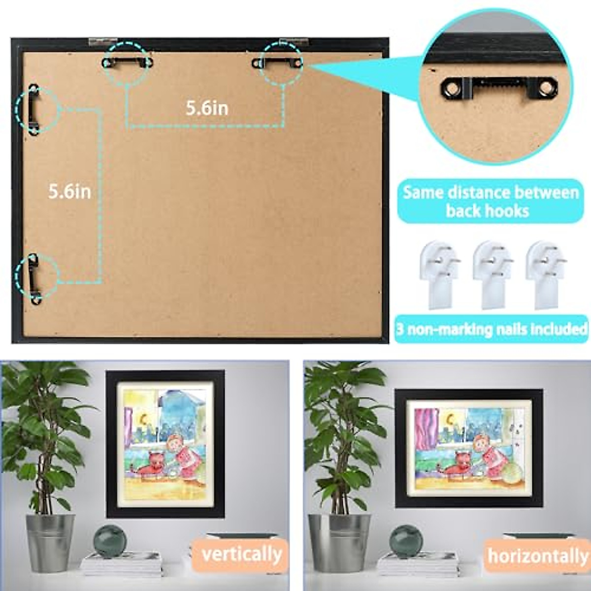 LOMILD 2-Pack Kids Artwork Frames Changeable, 8.5x11 Kids Art Frames in Balck, Front Opening with Acrylic Sheet, Great for Children Art Projects, Art Display Storage, Holds 50 PCS Pictures