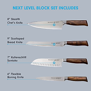 Messermeister Royale Elite 11-Piece Next Level Block Set - Includes 6 Speciality Knives, 4 Steak Knives & Knife Block