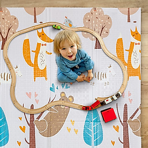 Bammax X-Large Waterproof Foam Padded Baby Play Mat | Reversible & Foldable | Safe & Thick Baby Foam Play Mat | 70" x 78" | Use as Baby Crawling Mat or Kids Play Mat for Floor | Includes Travel Bag