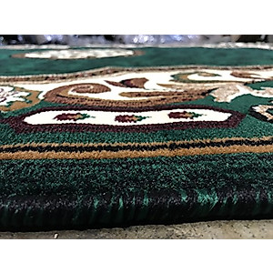 Kingdom Traditional Area Rug Hunter Dark Green Persian Design D123 (8 Feet X 10 Feet)
