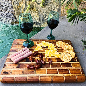 Artisanal Teak Charcuterie, Cutting, Cheese & Bread Board, Handmade,16x12x1, for Slicing, Dicing & Food Serving