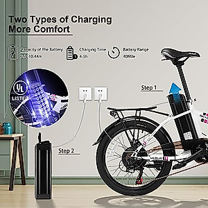 VARUN Folding Electric Bike for Adults 20"/26" Electric Bicycle with 20/25MPH E-Bike UL Certification Removable Battery Shimano 7-Speed Electric City Commuter Bicycle