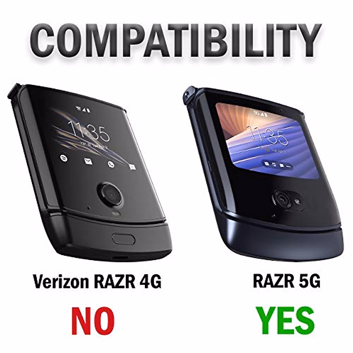 Case with Clip for Motorola RAZR 5G Flip Phone, Nakedcellphone [Black] Hard Shell Slim Cover with [Rotating/Ratchet] Belt Hip Holster Holder Combo for Motorola Moto RAZR 5G Flip Phone (2020) XT2071