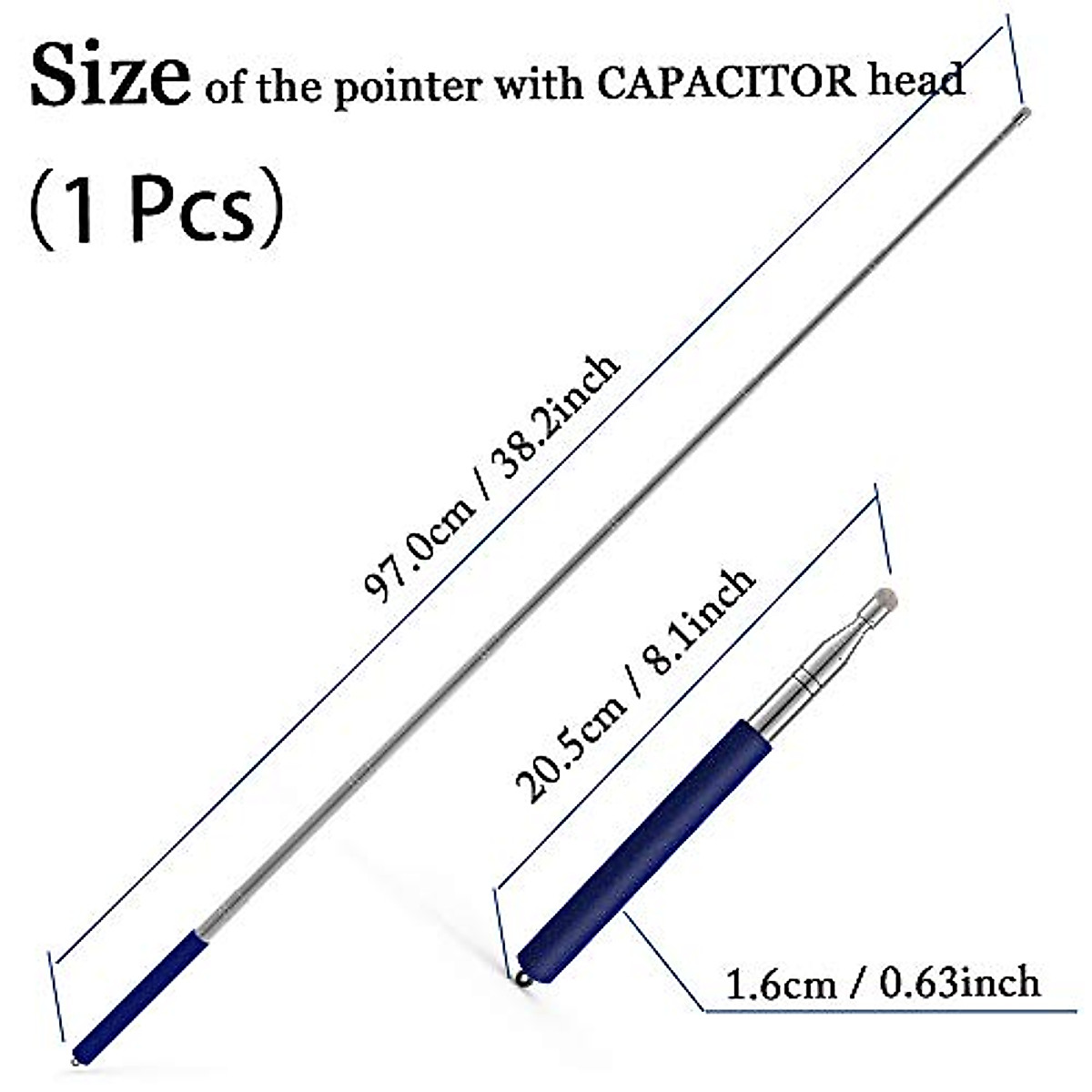 Pointer for Teachers, Yeeseok 4 Pcs Telescoping Teachers Pointers Stick Stainless Steel Extendable for Classroom Supplies (3 Pcs with Felt Tip & 1 Pcs with Capacitor Tip for Touch Screens iPad)