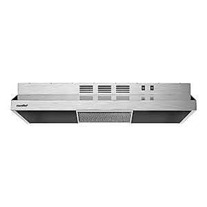 Comfee CVU30W2AST 30 Inch Range Hood and Broan-NuTone 24x30 Stainless Steel Backsplash