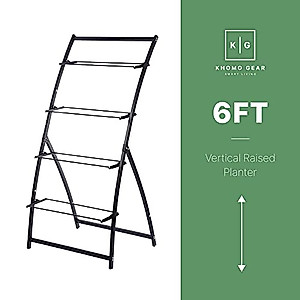 KHOMO GEAR Vertical Garden Planter Balcony Garden Outdoor 4 Tier Raised Bed Box with Stacking Planters Indoor Patio Tower for Plants Vegetables Flowers & Herbs