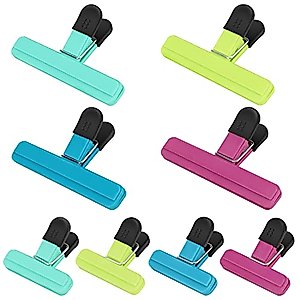 TACGEA Chip Clips, 8 Pack Food Clips, Bag Clips for Food Storage with Air Tight Seal Grip (4 Large and 4 Small)
