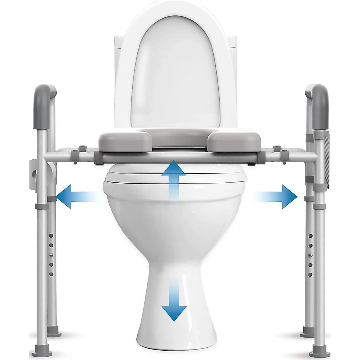 Agrish Raised Toilet Seat with Handles - Width and Height Adjustable Padded Toilet Seat Risers for Seniors, Bariatric, Handicap, Heavy Duty 350lbs Raised Toilet Seat, Fit Any Toilet